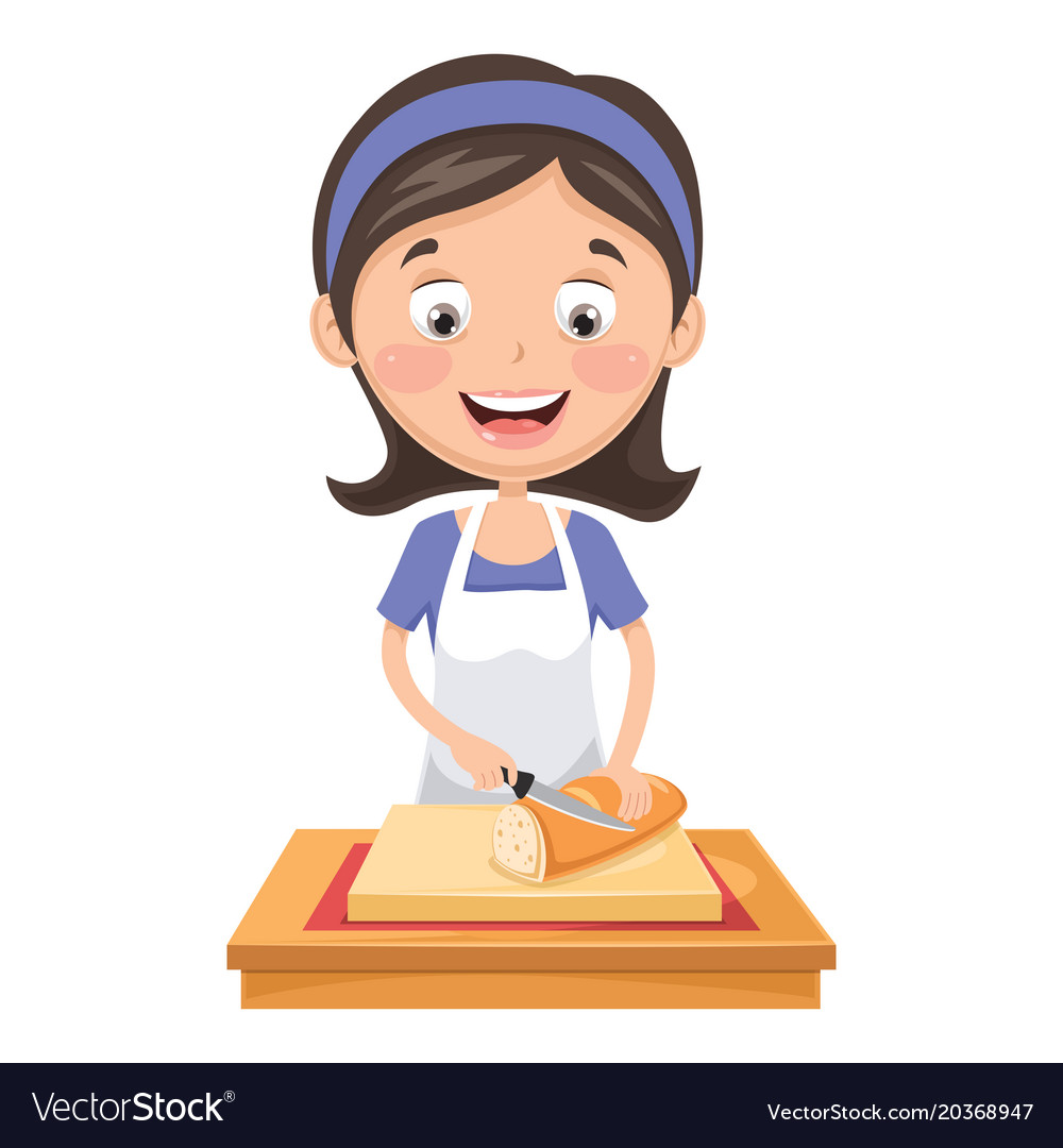 Woman cutting bread Royalty Free Vector Image - VectorStock Woman cutting bread Royalty Free Vector Image - VectorStock
