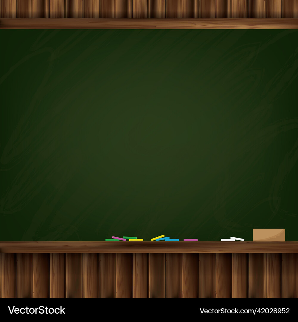 A green board with wooden frame is attached Vector Image