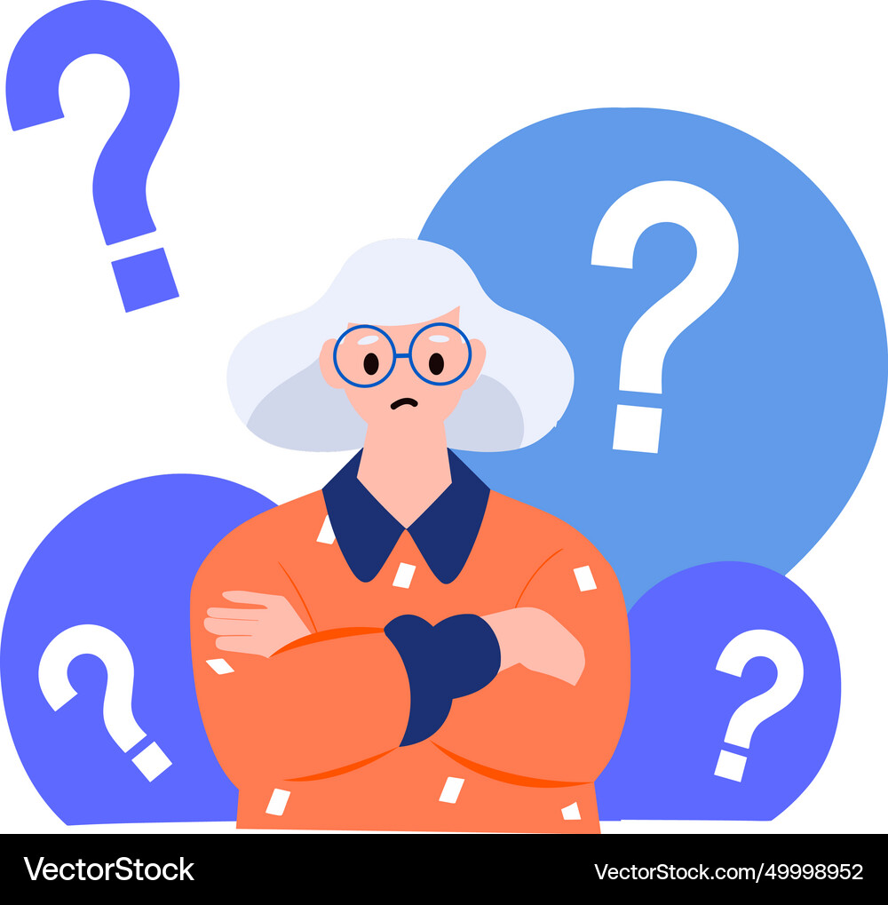 An old woman with suspicious expression in flat Vector Image