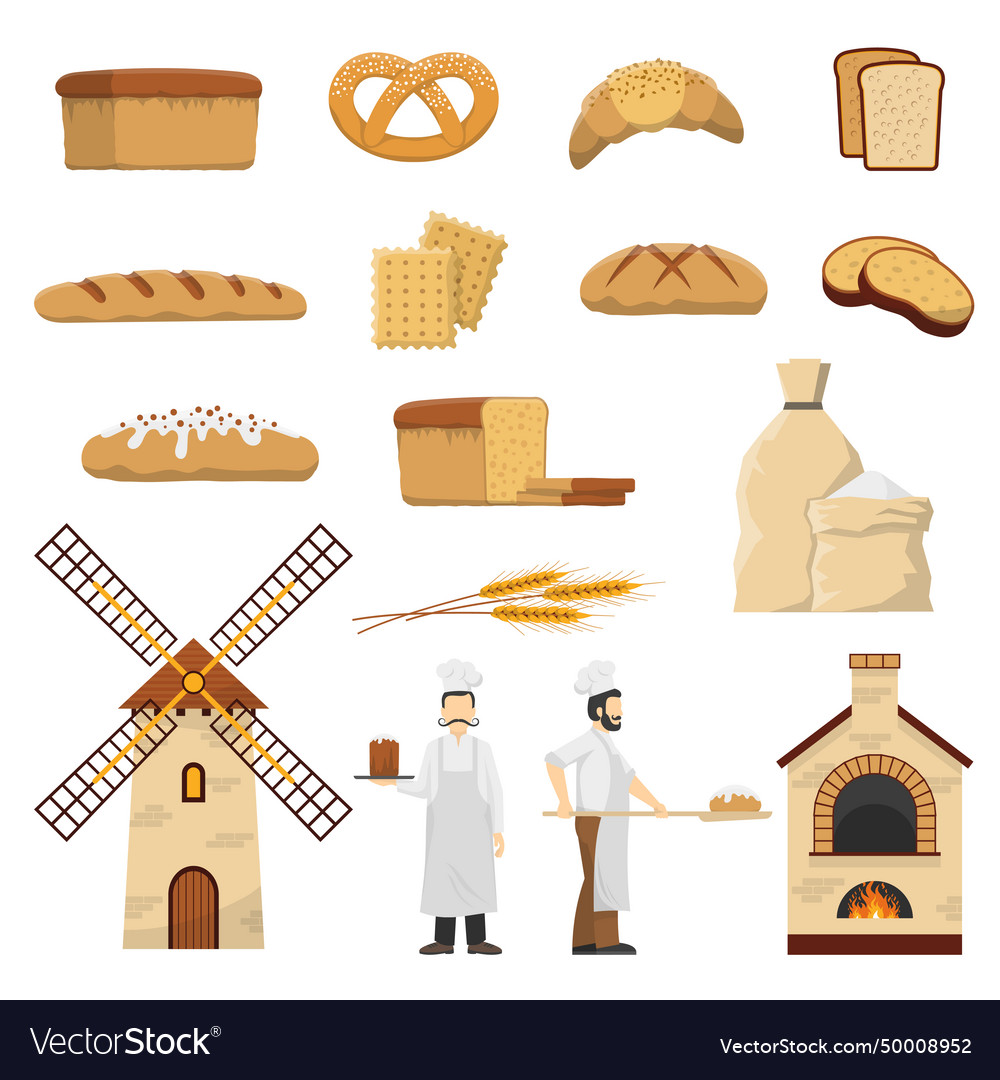 Bread bakery set Royalty Free Vector Image - VectorStock