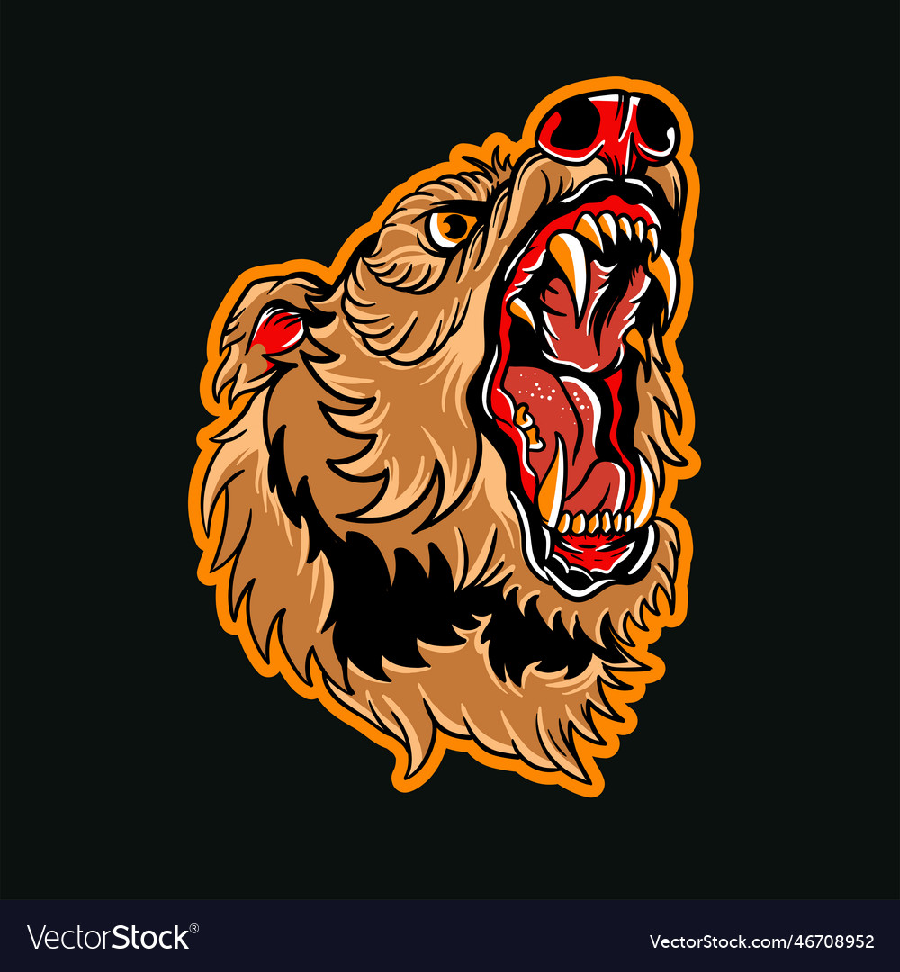 Hand drawn of bear head design Royalty Free Vector Image
