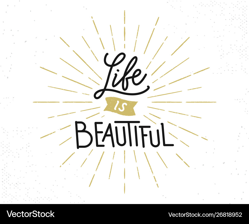 Life is beautiful hand drawn lettering phrase Vector Image
