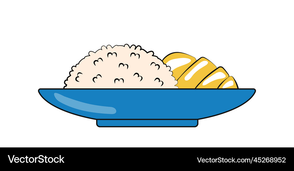 Mango sticky rice thai traditional food Royalty Free Vector