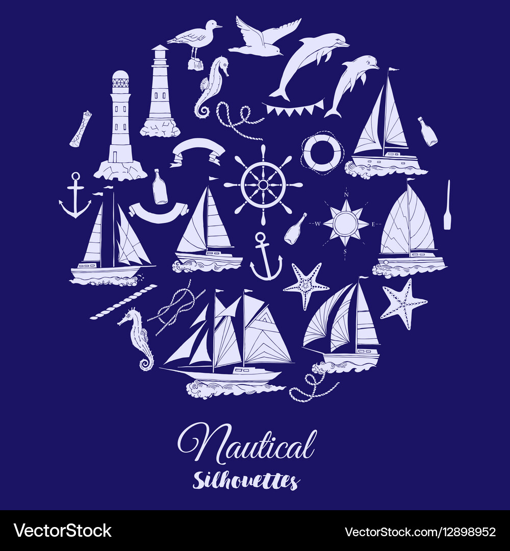 Nautical background with ships Royalty Free Vector Image
