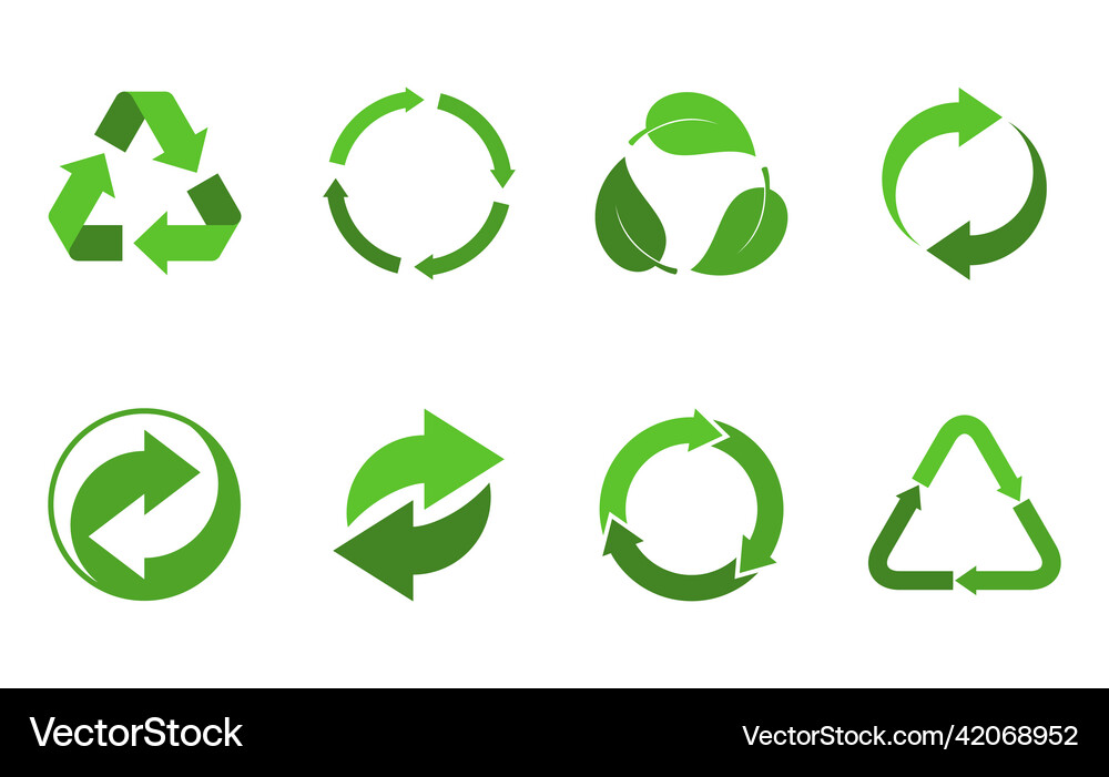 Recycling icons set isolated on white background Vector Image