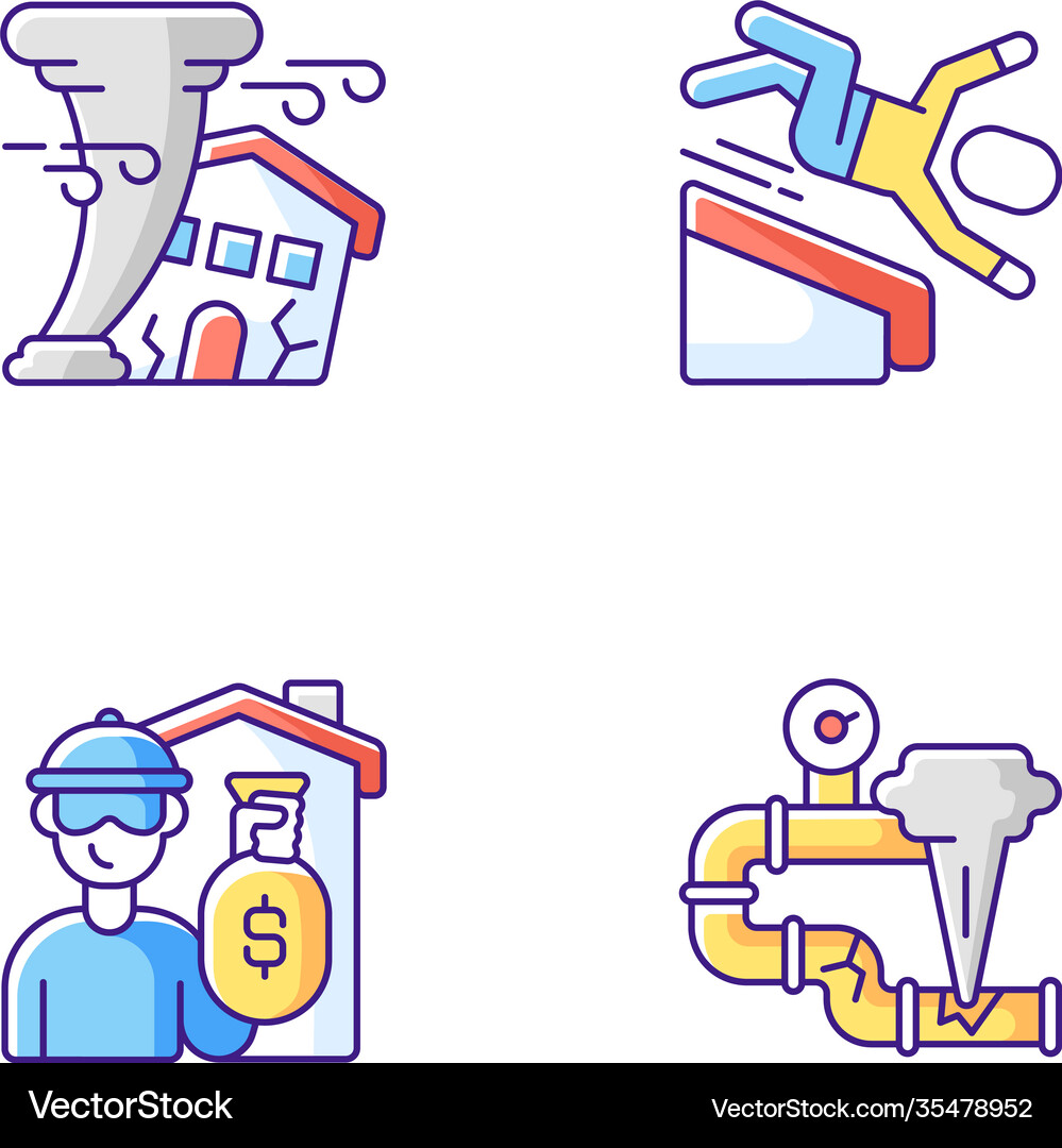 Reducing hazard risks rgb color icons set Vector Image