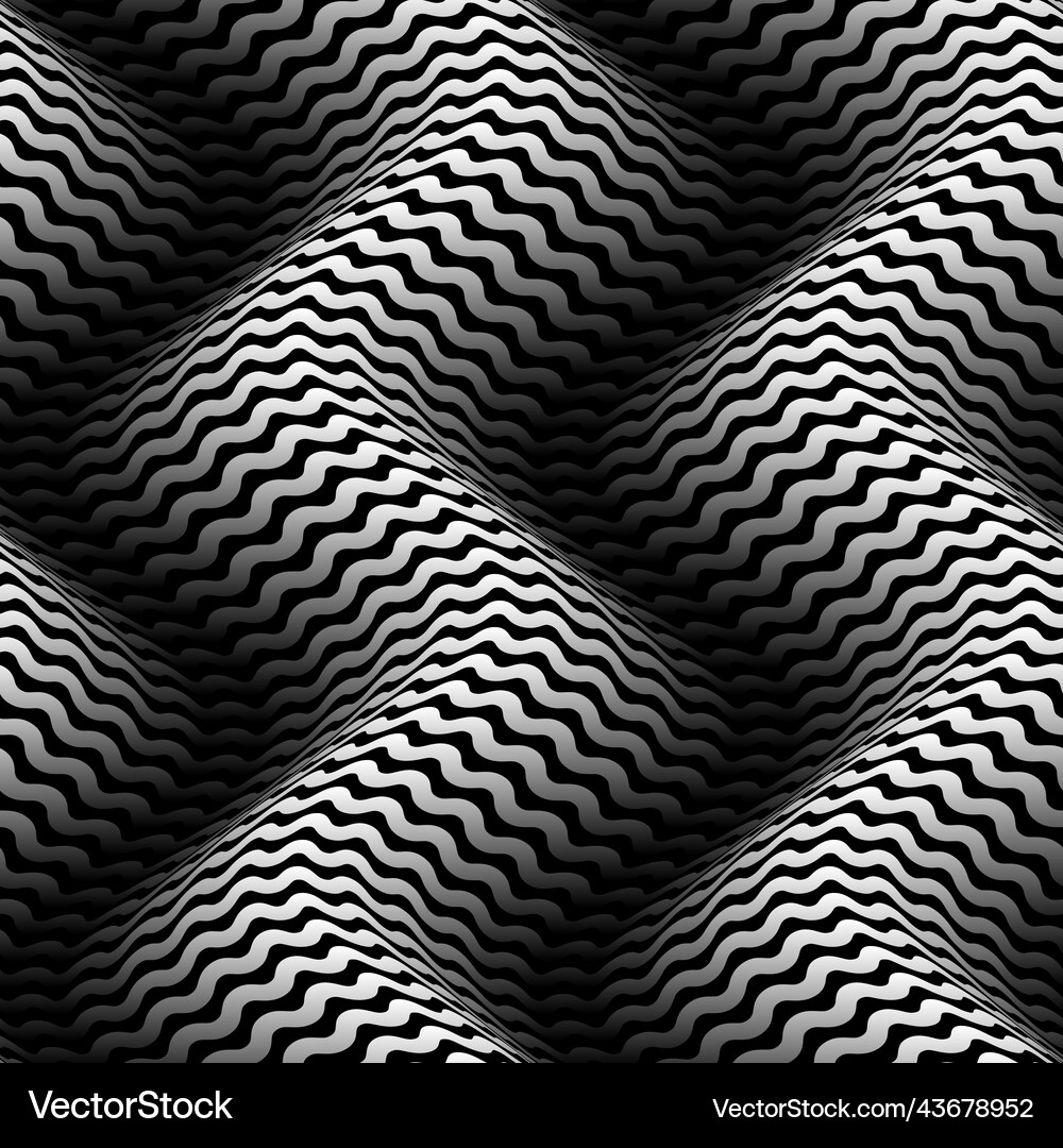 Seamless pattern of monochrome 3d waves op art Vector Image