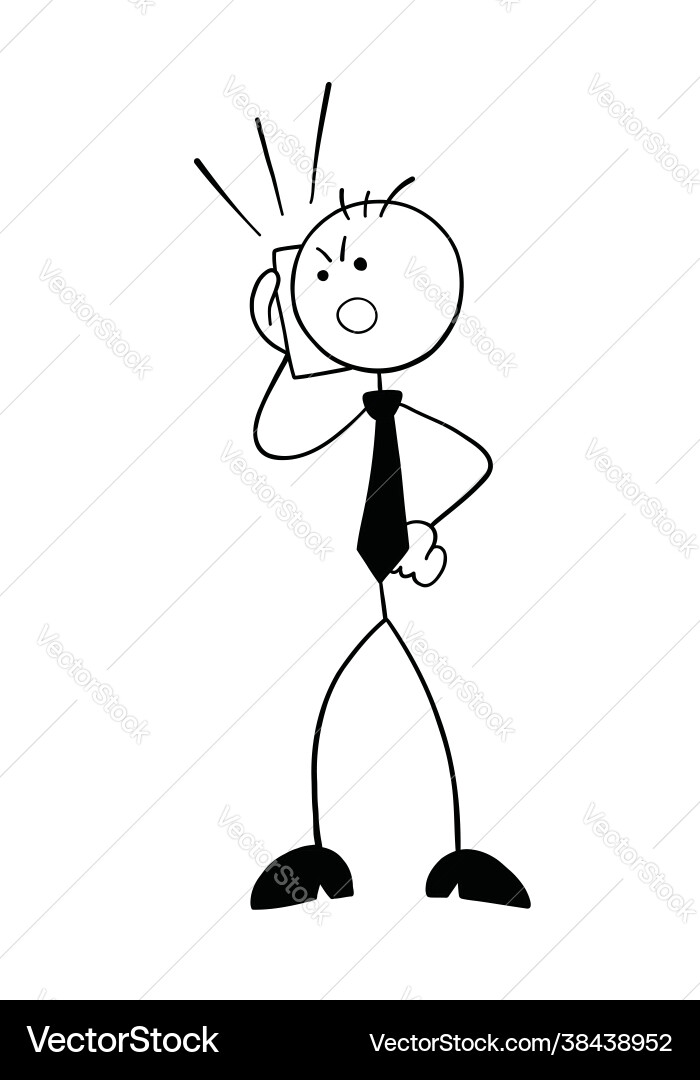 Stickman businessman character angry and talking Vector Image