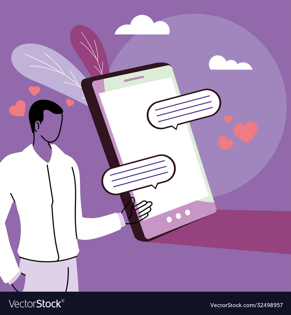 Couple sending love messages cell phone Royalty Free Vector Couple sending love messages cell phone Royalty Free Vector