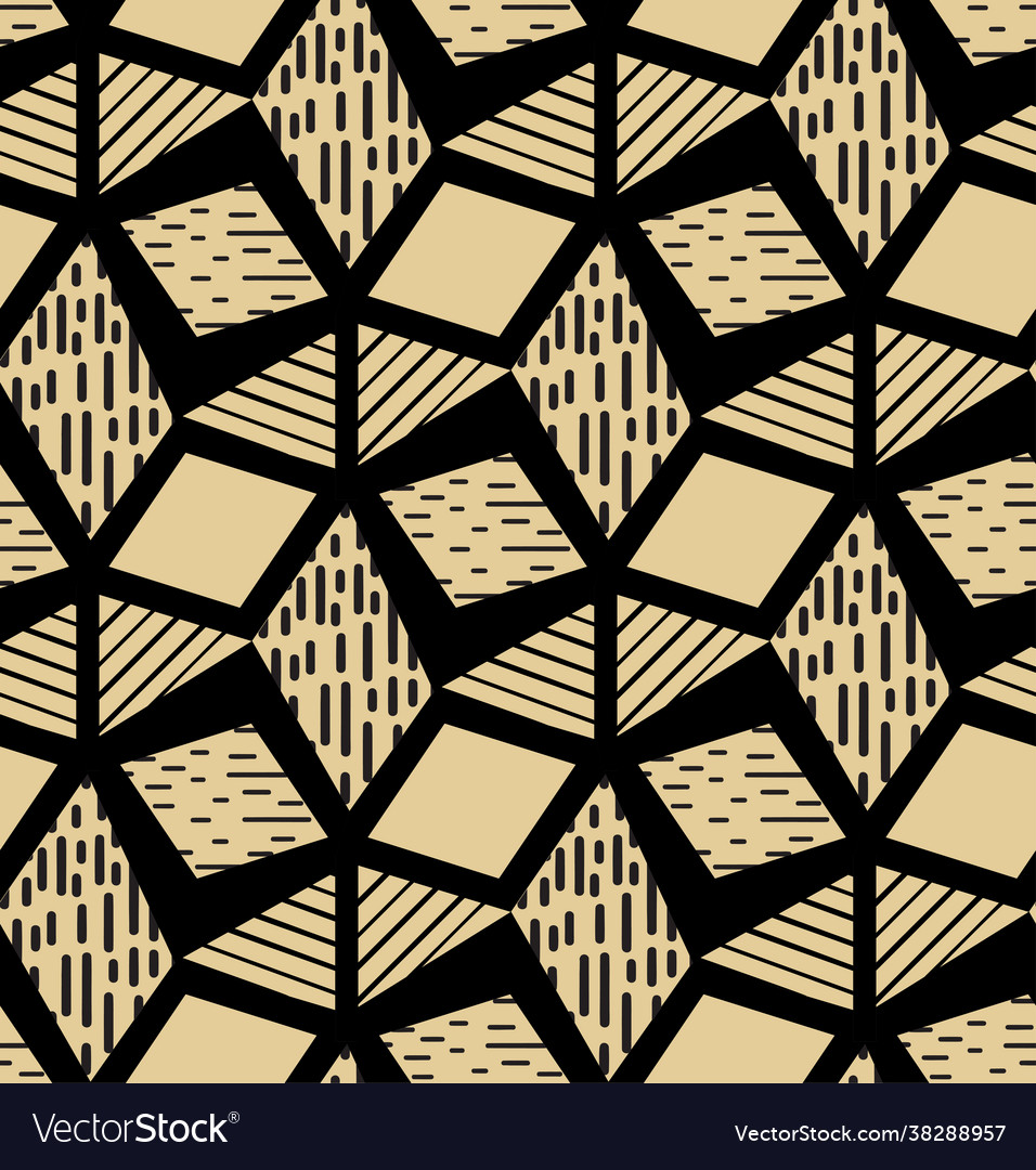 Geometry gold black seamless pattern striped Vector Image