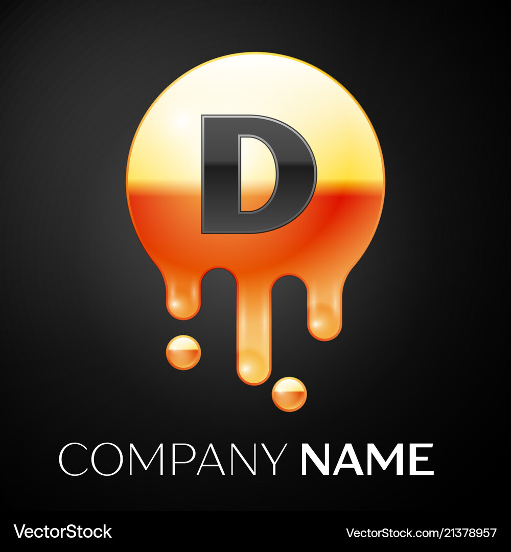 Letter d splash logo golden dots and bubbles Vector Image
