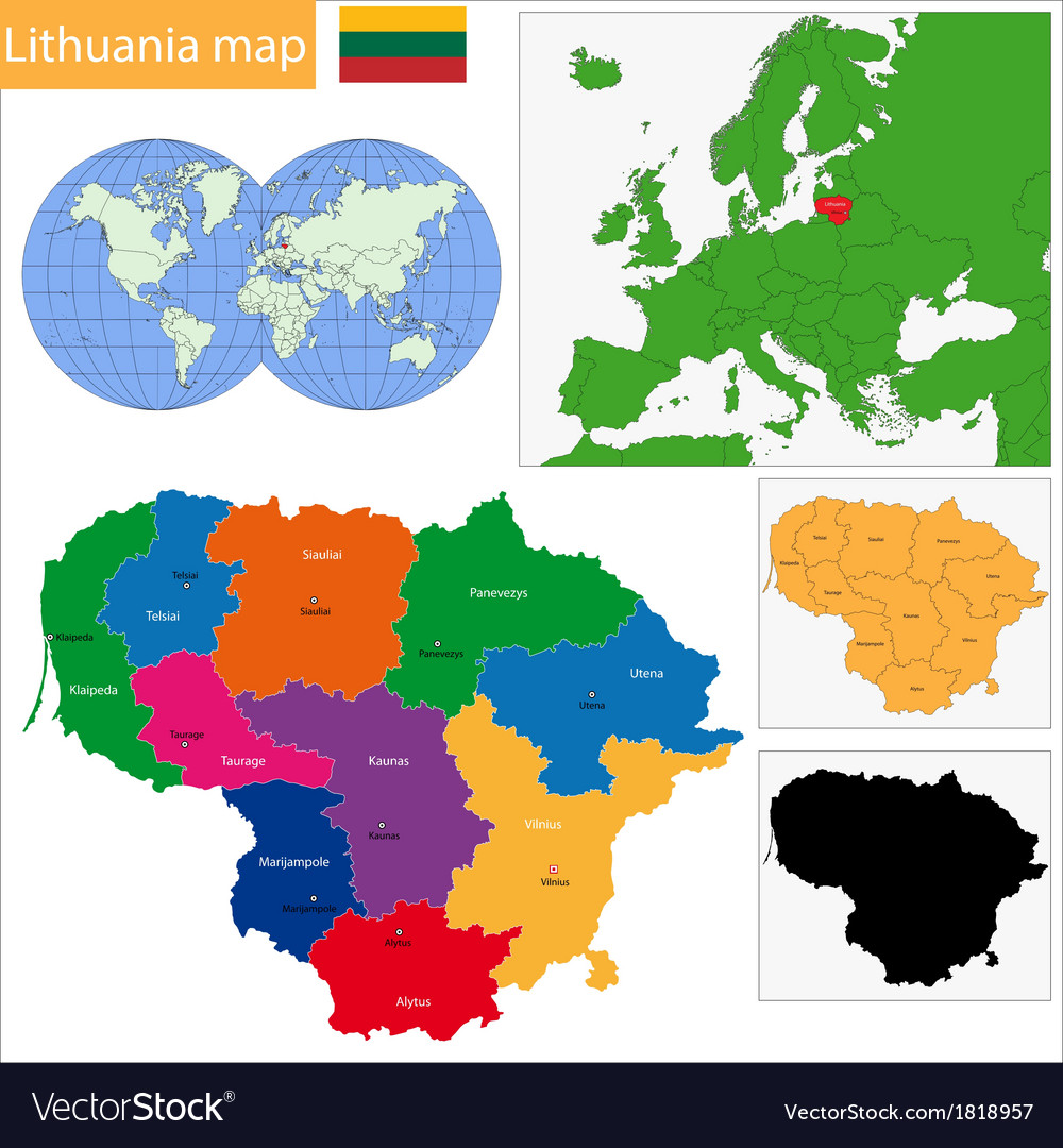 Lithuania map Royalty Free Vector Image - VectorStock