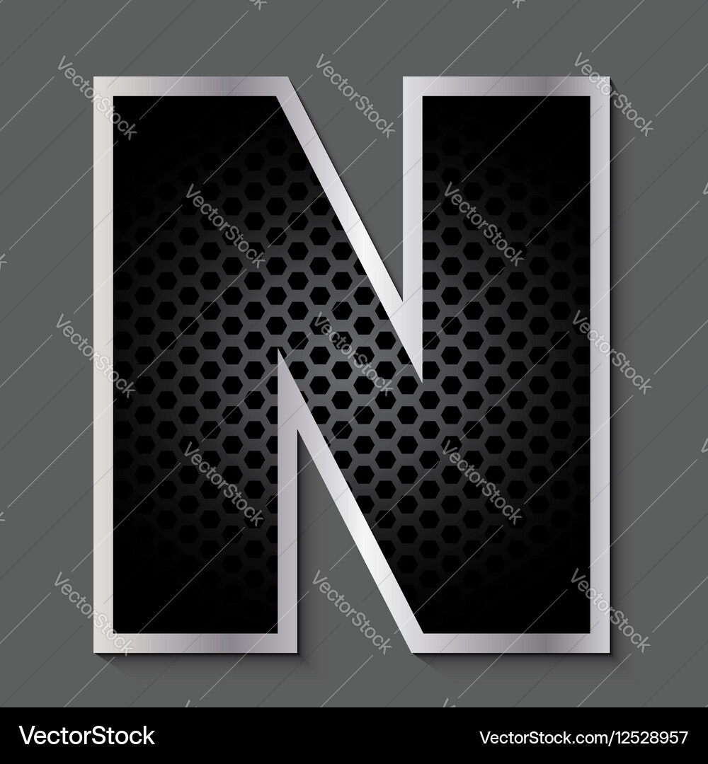 Metal grid font - letter n Royalty Free Vector Image