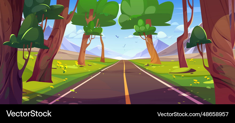 Mountain highway road in forest landscape Vector Image