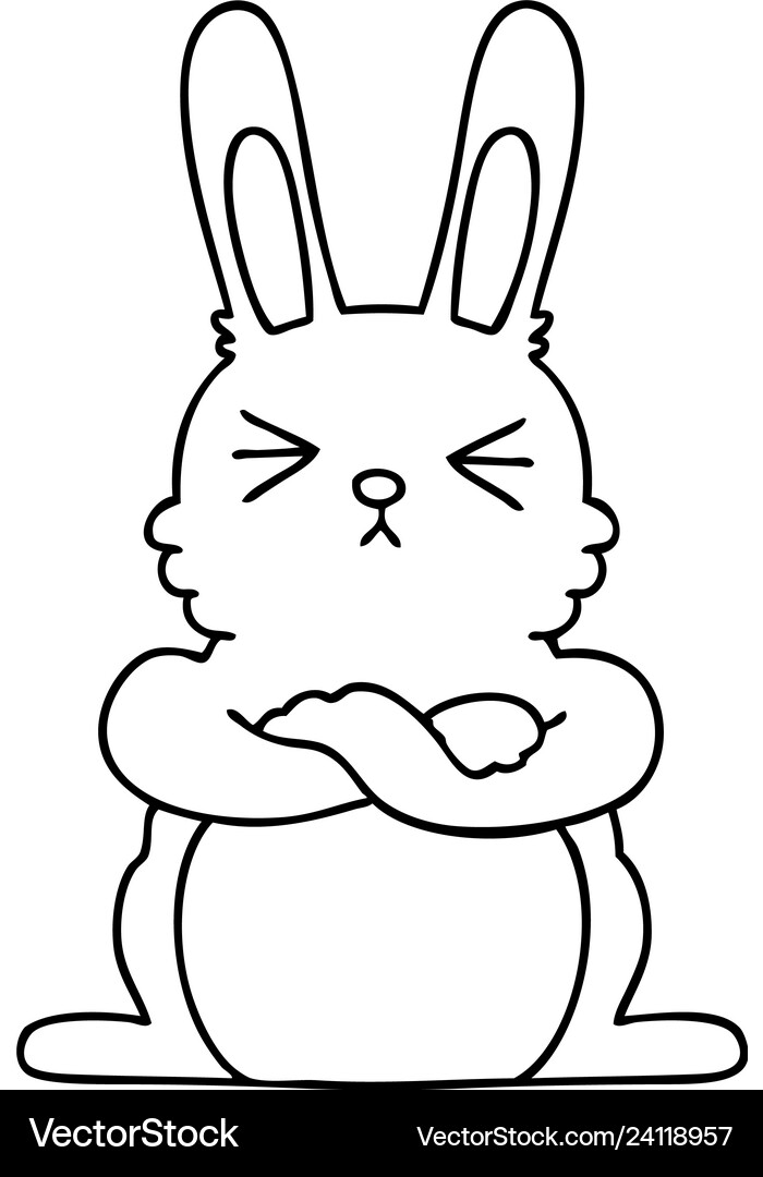 Quirky line drawing cartoon rabbit Royalty Free Vector Image