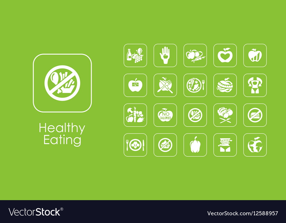 Set of healthy eating simple icons Royalty Free Vector Image