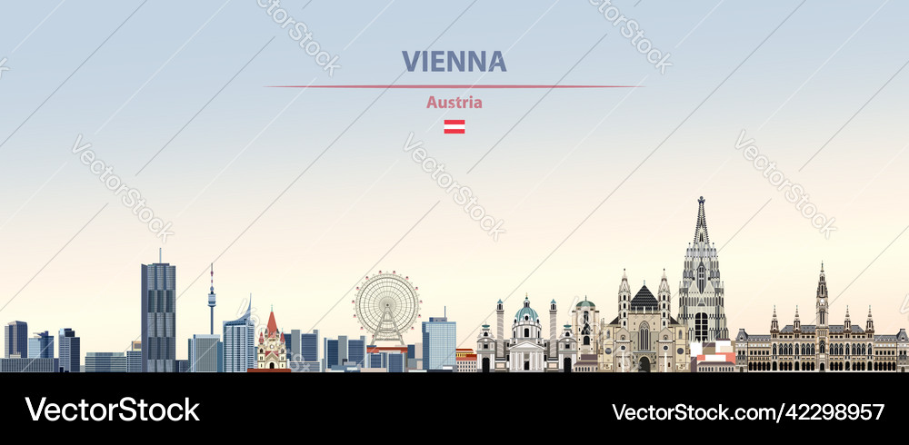 Vienna city skyline on colorful gradient Vector Image