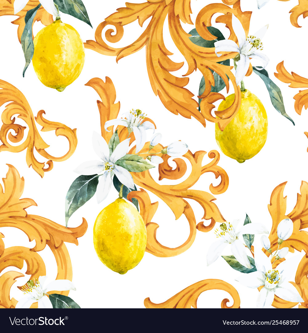 Watercolor lemon seamless pattern Royalty Free Vector Image