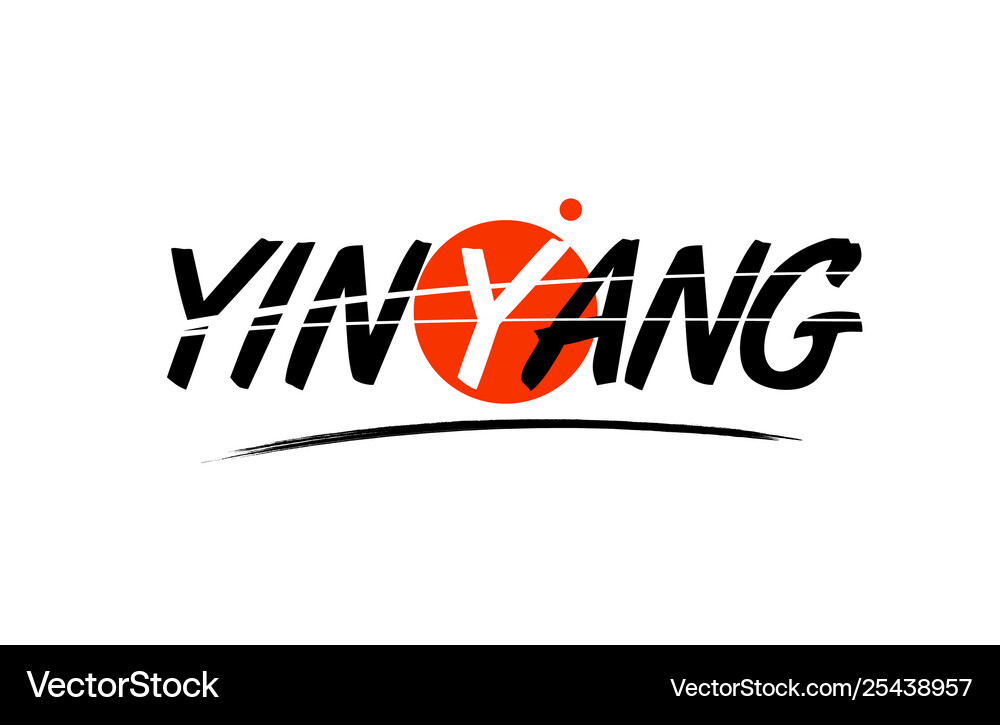Yin yang word text logo icon with red circle Vector Image