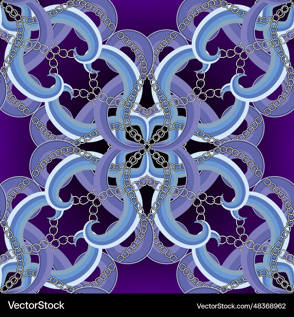 Beautiful abstract striped flowers and chains Vector Image