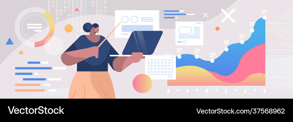 Businesswoman making financial presentation Vector Image