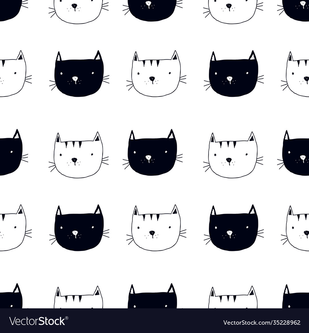 Cat seamless pattern Royalty Free Vector Image