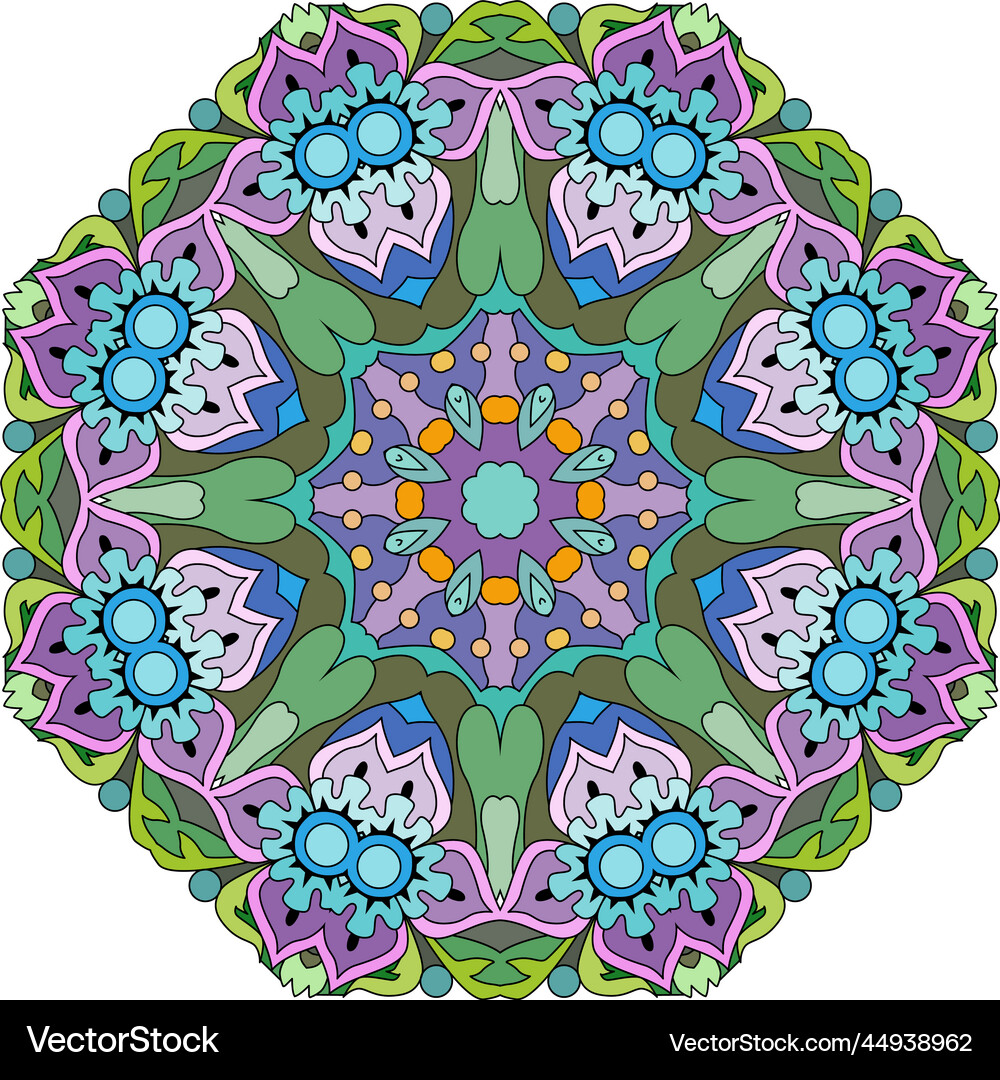Colorful cute mandala decorative unusual round Vector Image
