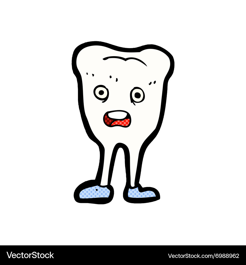 Comic cartoon happy tooth Royalty Free Vector Image