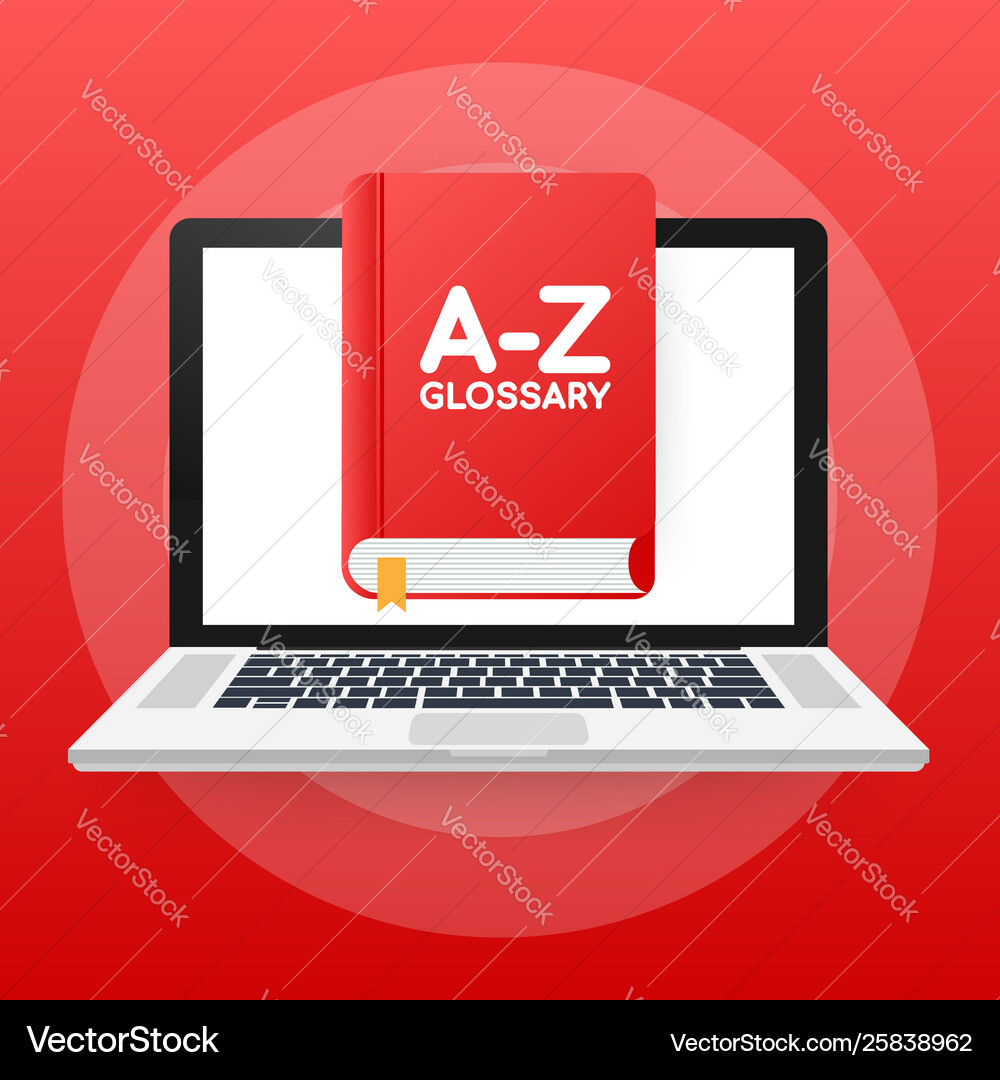 Concept a-z glossary book for web page banner Vector Image