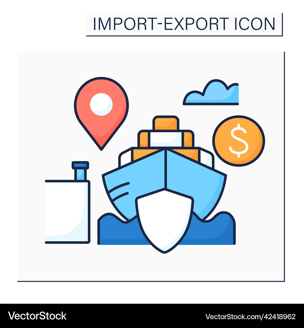 Cost insurance and freight color icon Royalty Free Vector