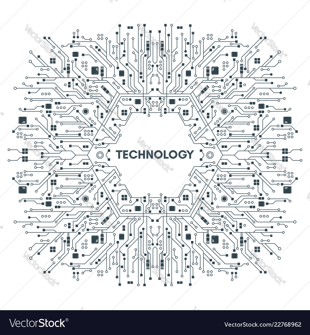 Flat microelectronics circuits technology Vector Image
