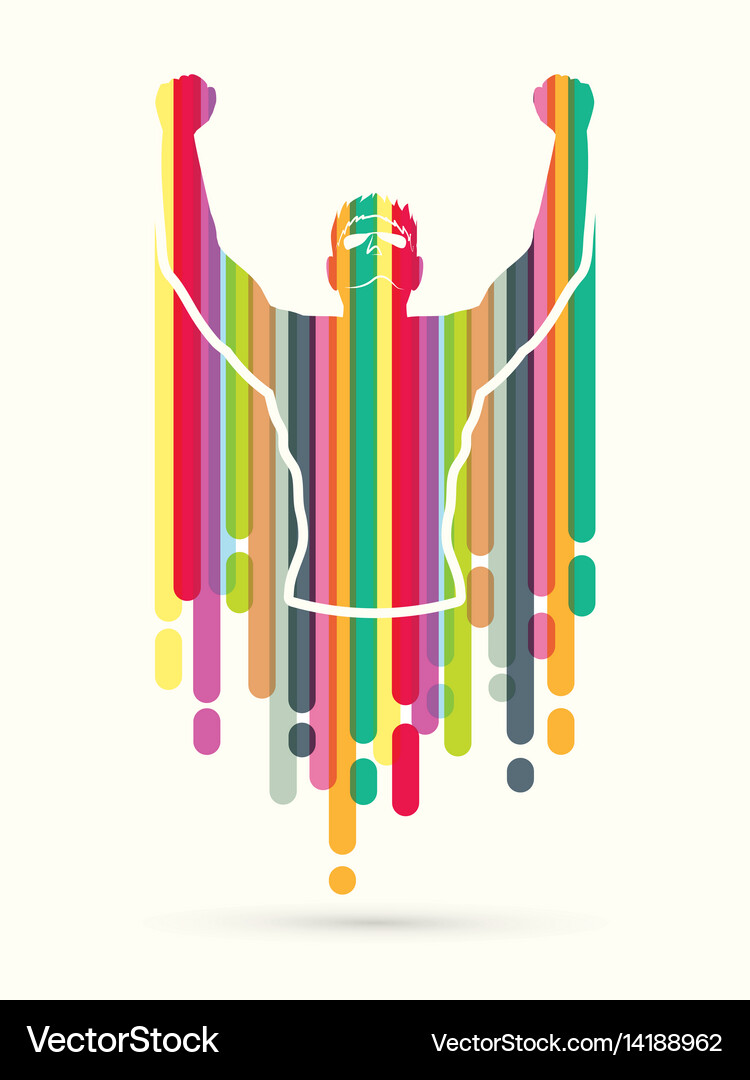 Freedom man the winner graphic Royalty Free Vector Image