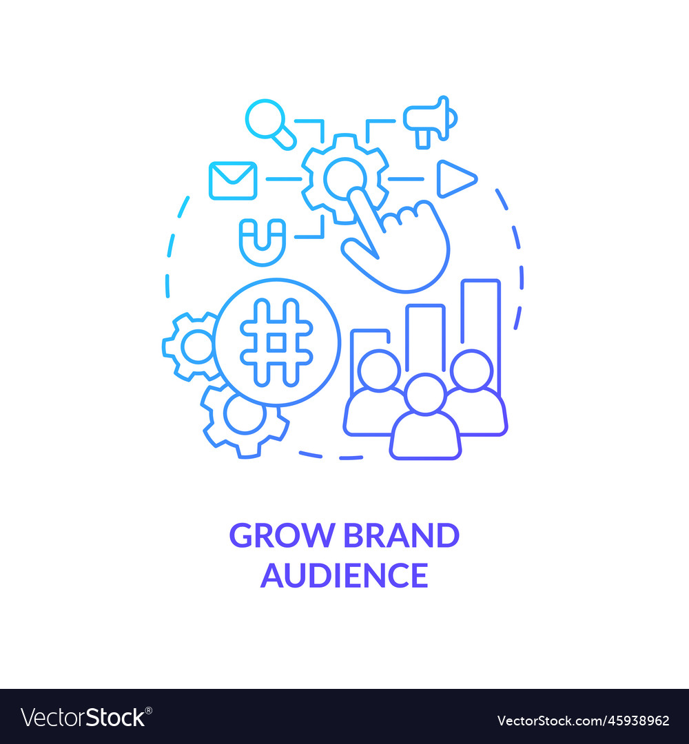 Grow brand audience blue gradient concept icon Vector Image