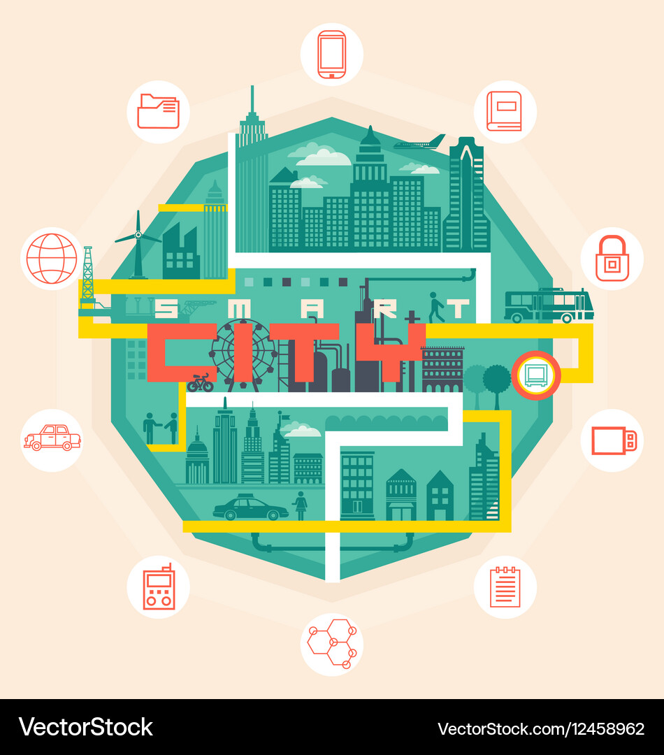 Infographic smart city concept with different icon
