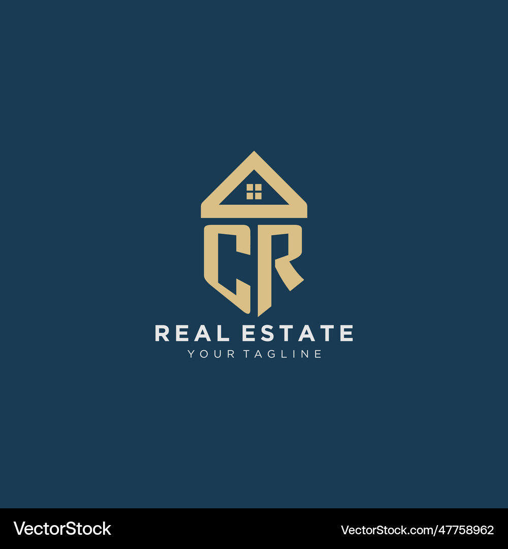 Initial letter cr with simple house roof creative Vector Image