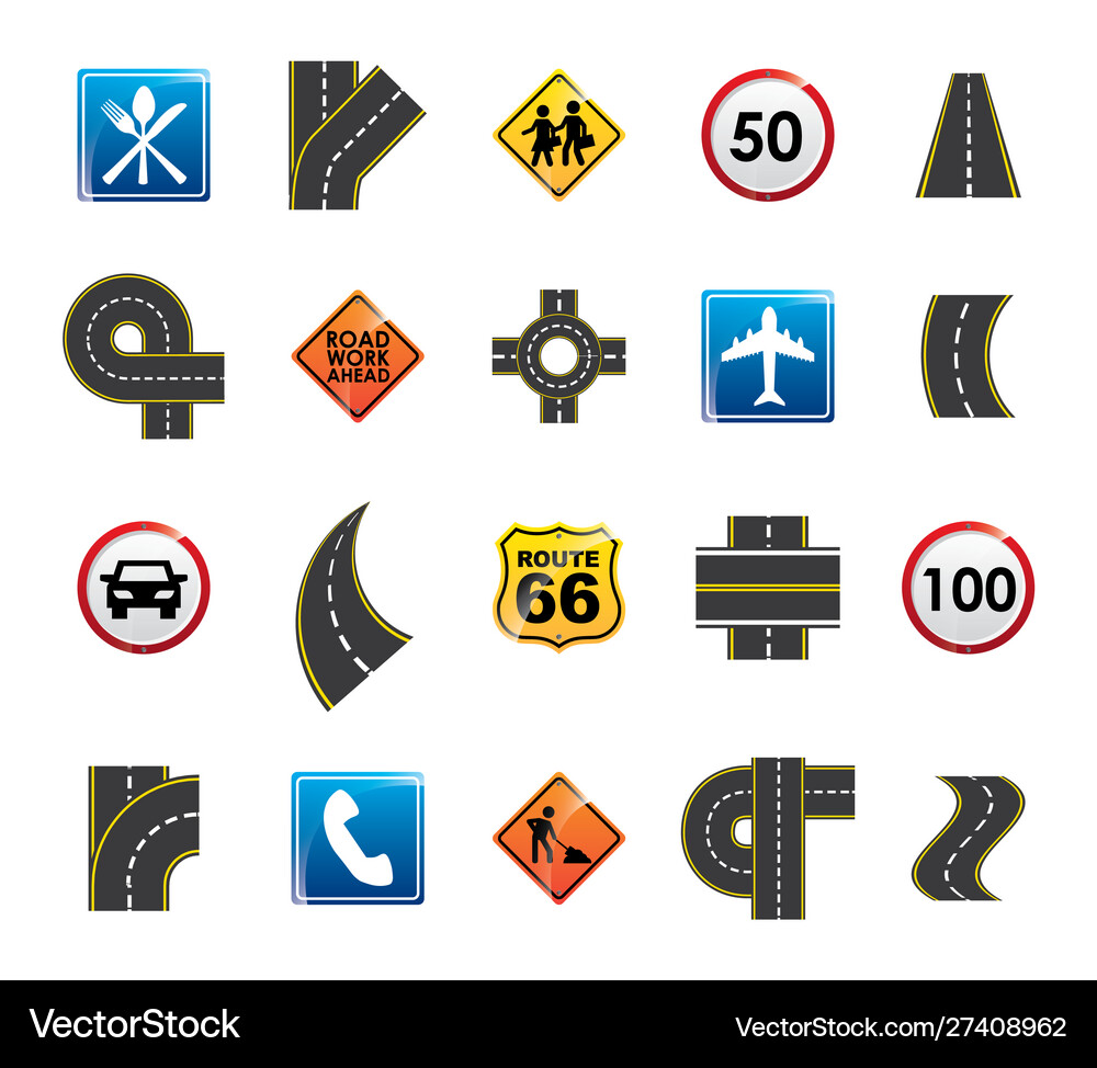 Isolated road sign icon set design Royalty Free Vector Image