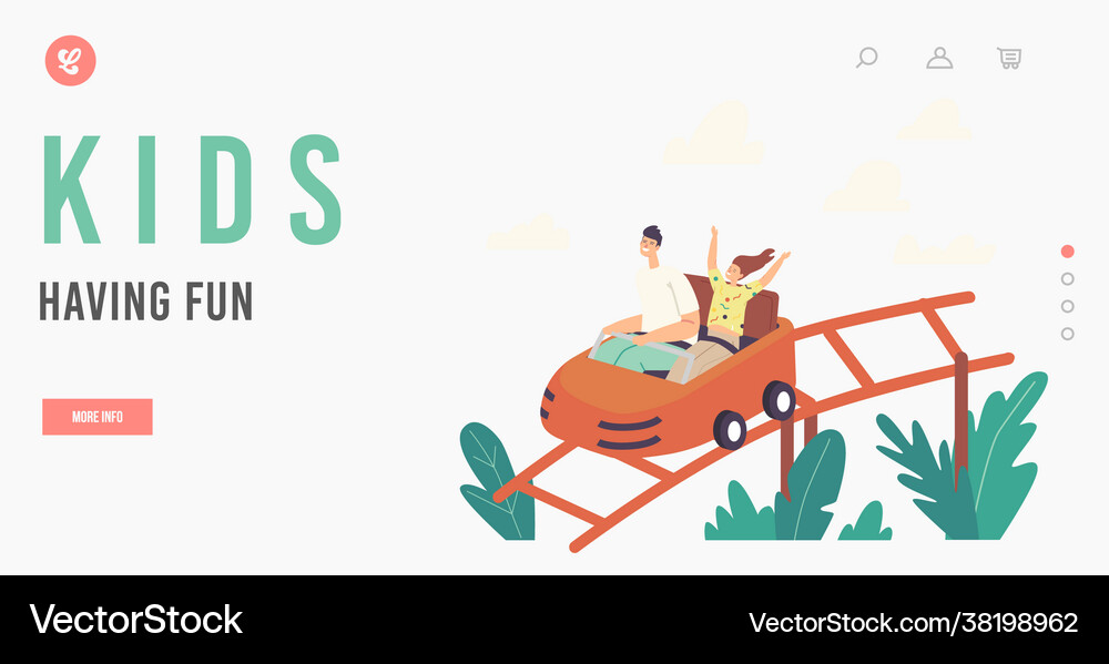 Kids having fun landing page template characters Vector Image