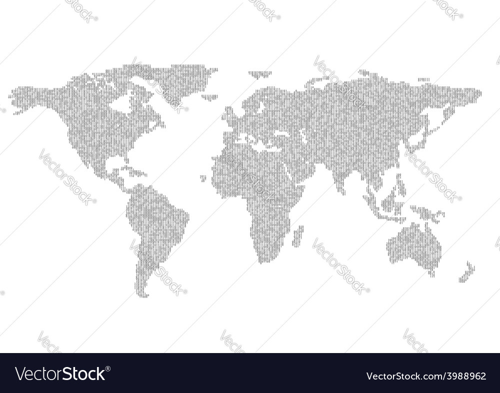Map of planet earth consisting binary code Vector Image