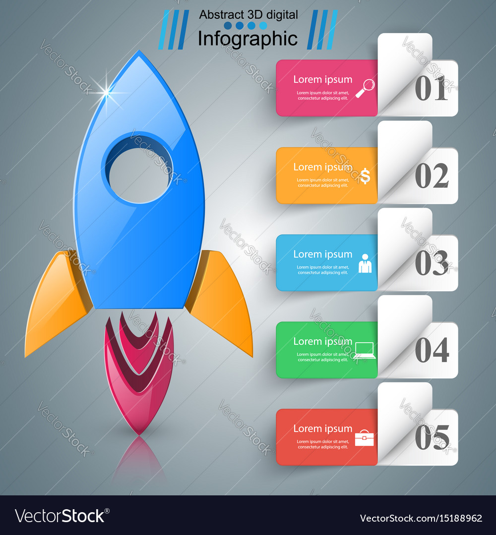 Rocket icon abstract infographic Royalty Free Vector Image