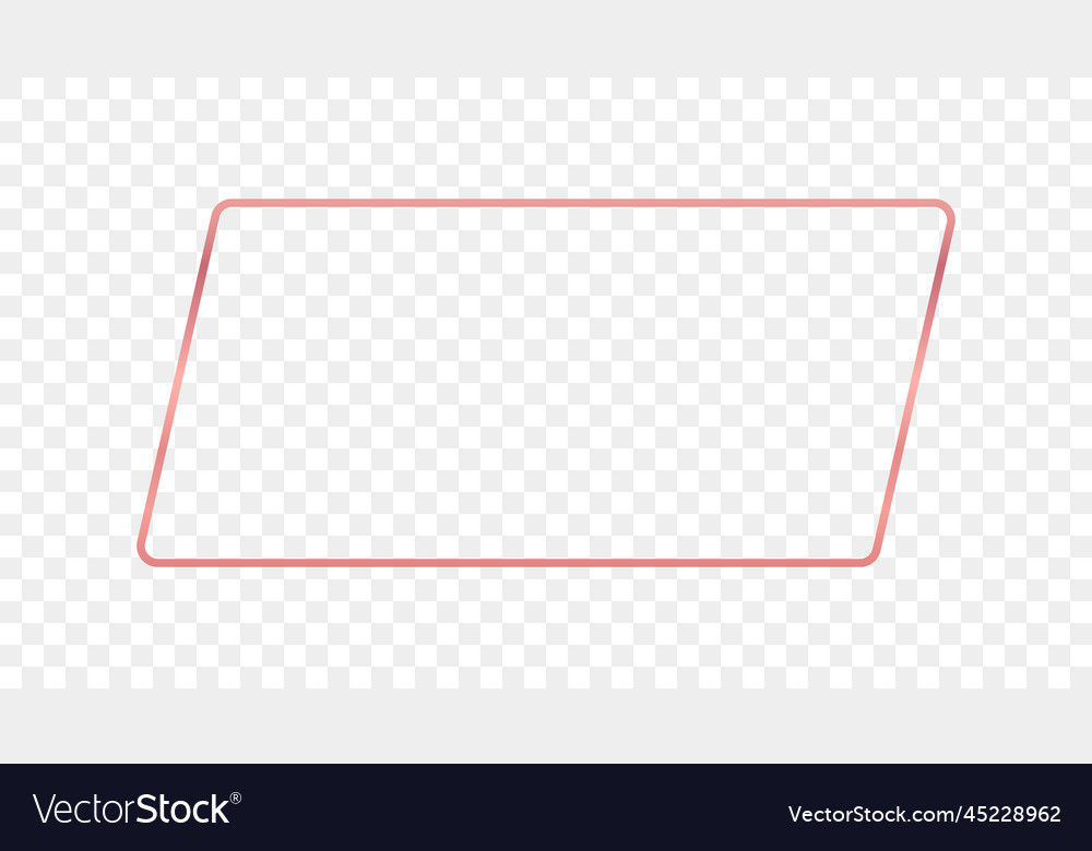 Rose gold glowing rounded rectangular shape frame Vector Image
