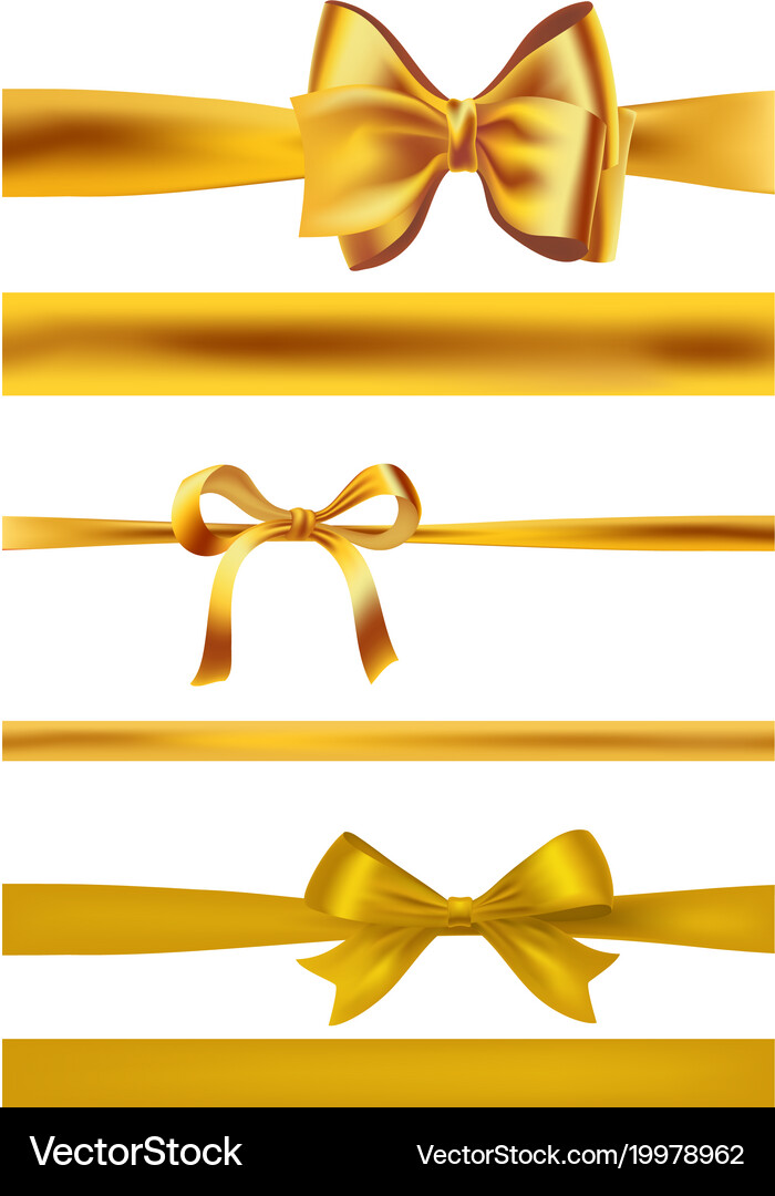 Set of golden bows on white Royalty Free Vector Image