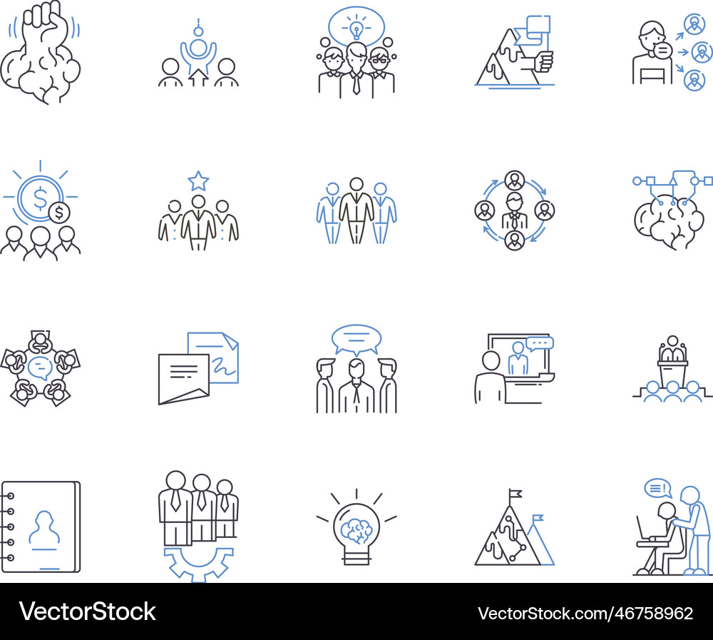 Teambuilding icons outline collection team Vector Image