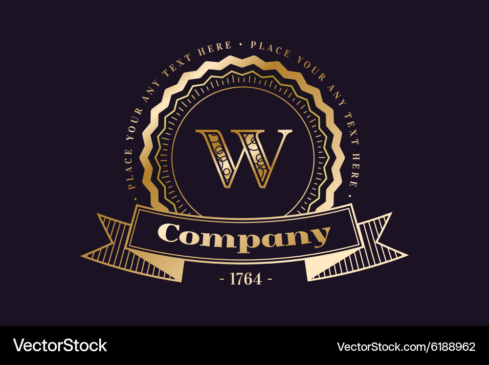W letter icon logo vintage Royalty Free Vector Image