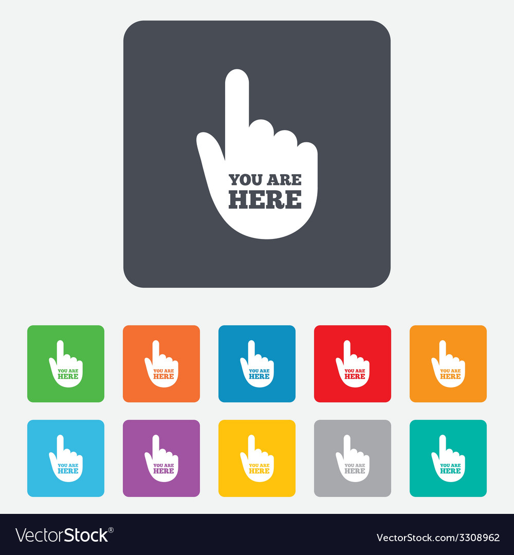You are here sign icon info speech bubble Vector Image