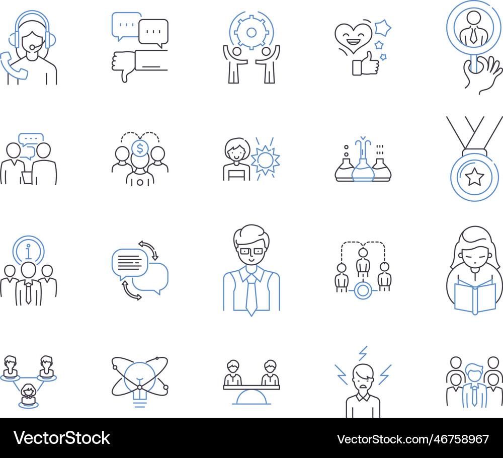 Coaching programs outline icons collection Vector Image