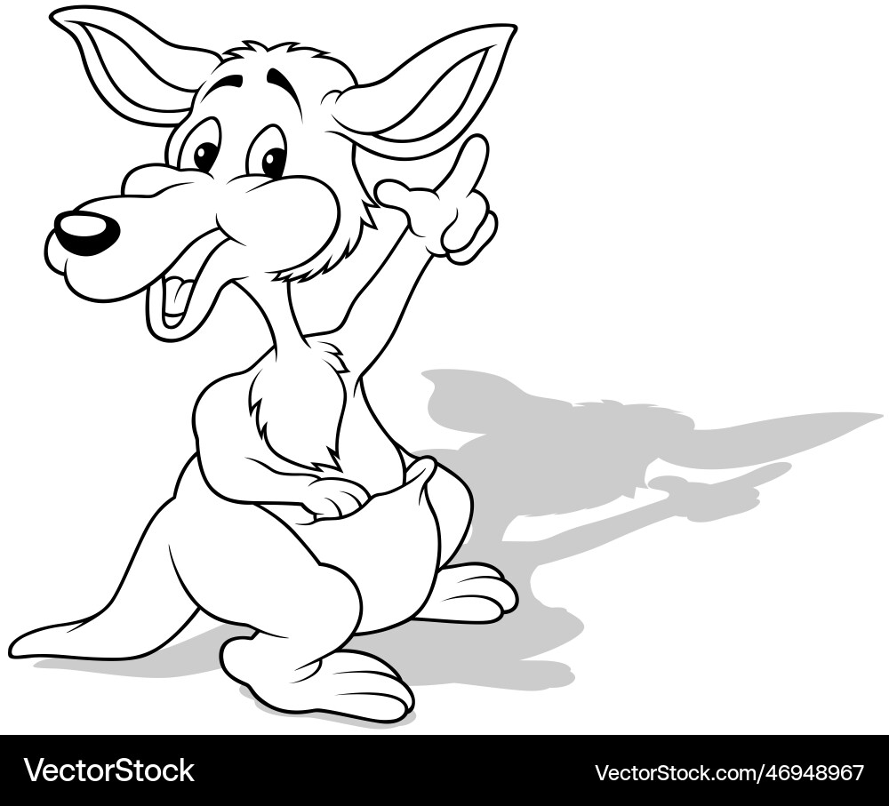 Drawing of a smiling standing kangaroo pointing Vector Image