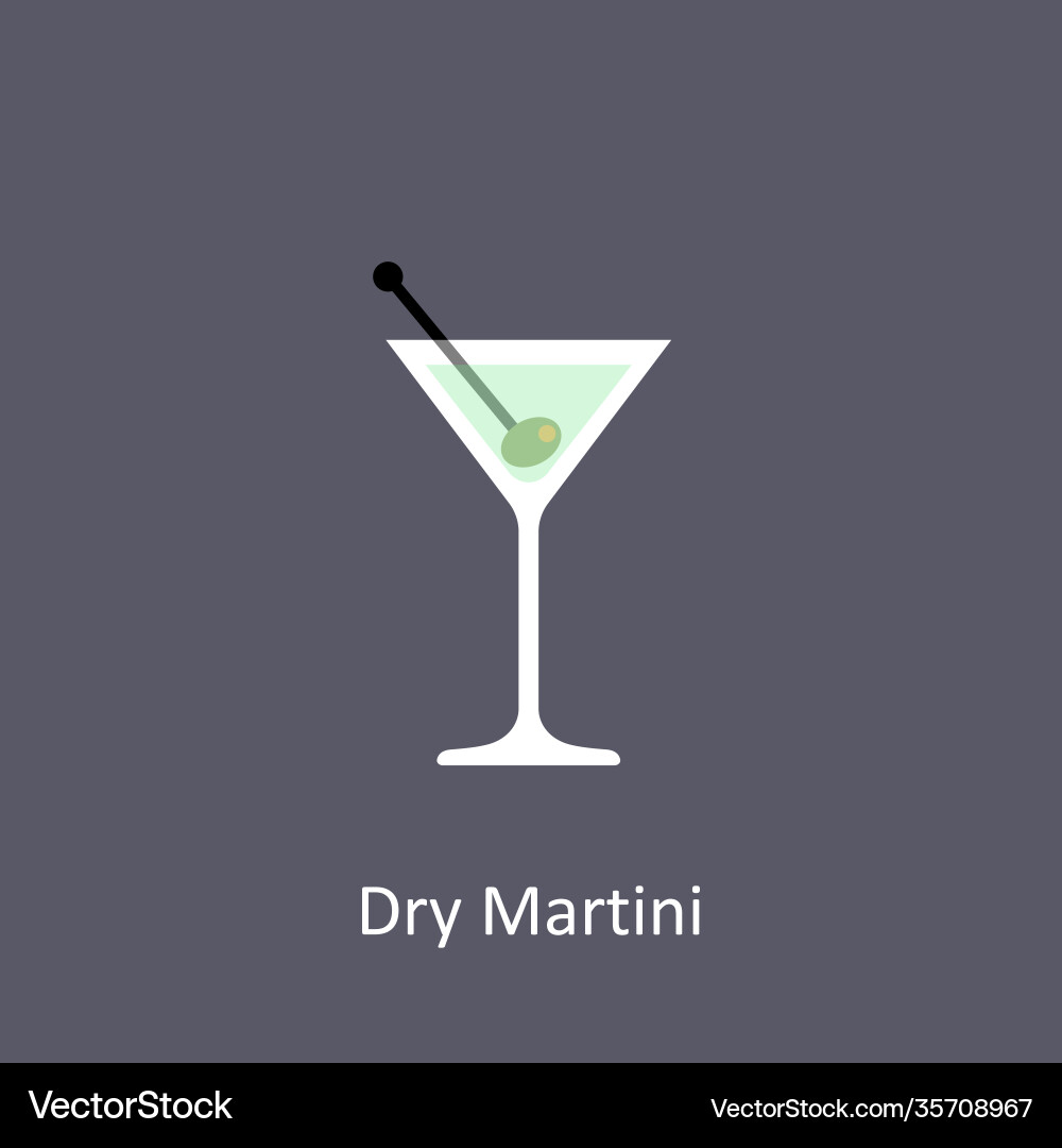 Dry martini cocktail icon on dark background Vector Image