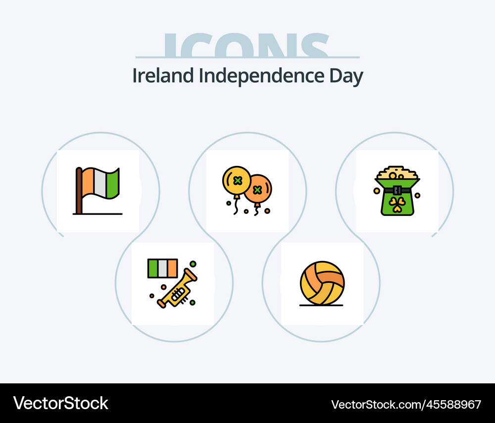 Ireland independence day line filled icon pack 5 Vector Image