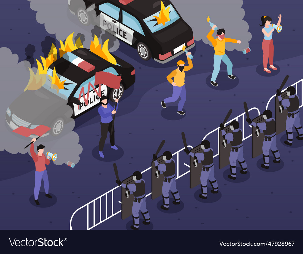 Isometric protest composition Royalty Free Vector Image