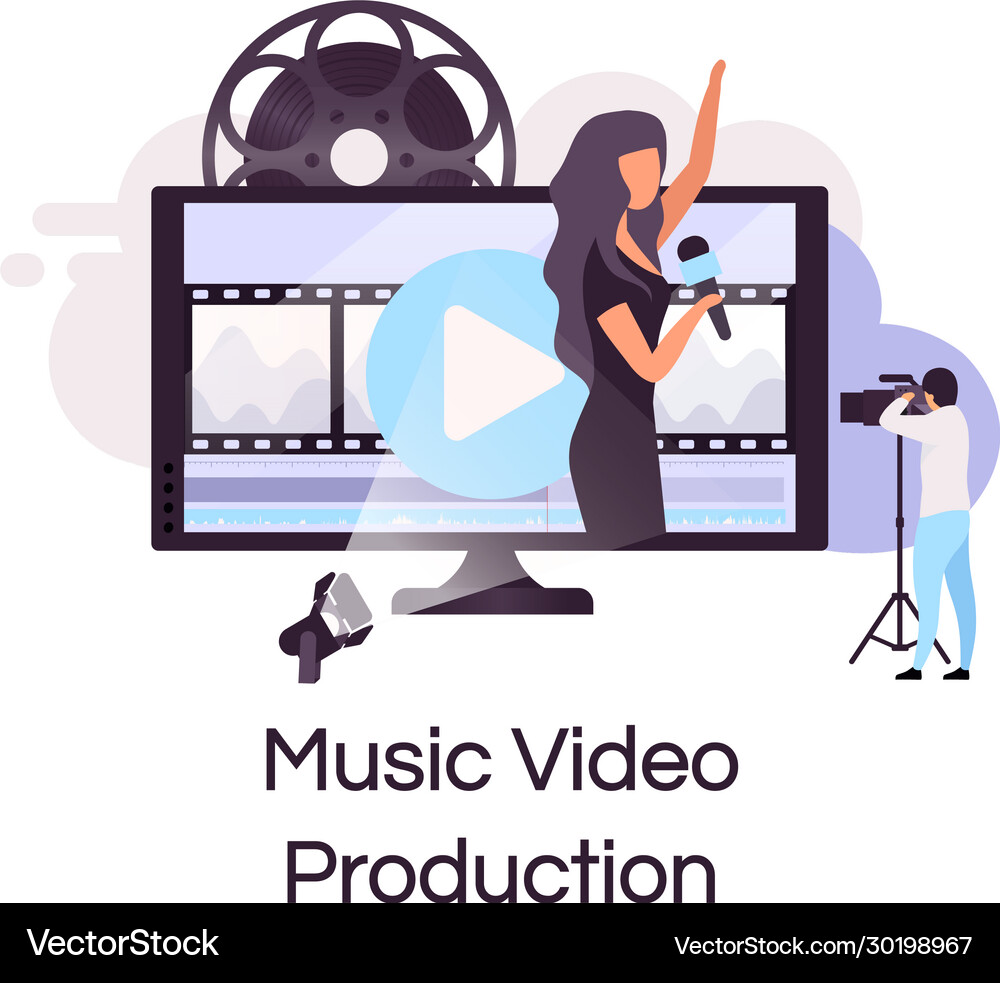 Music video production flat concept icon Vector Image